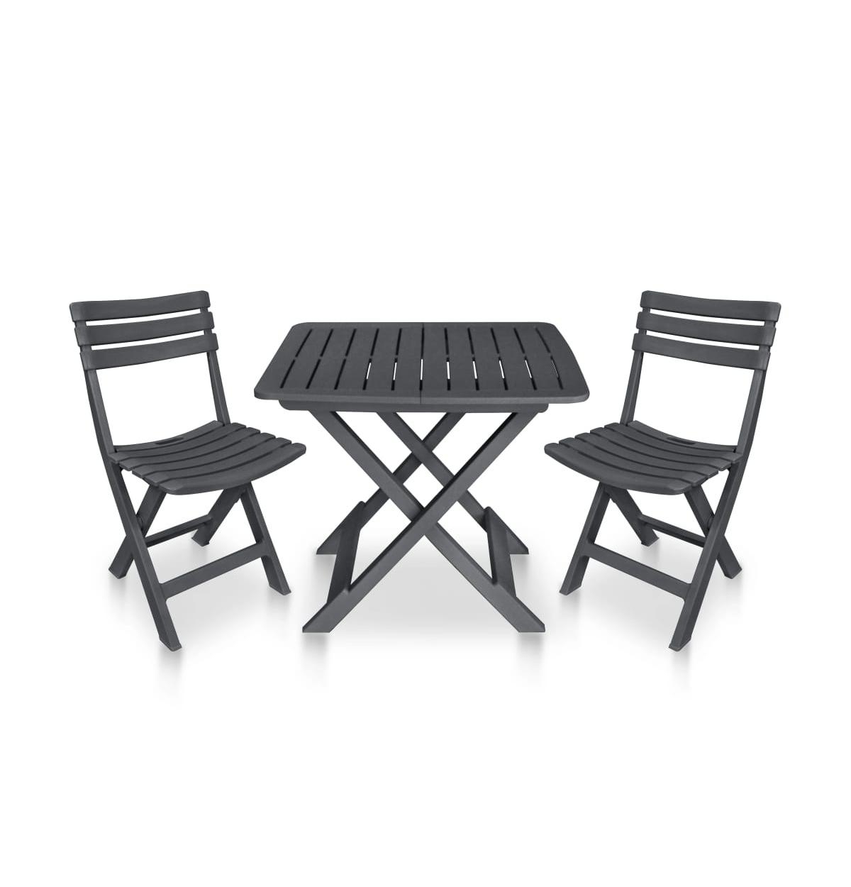 Click here for vidaXL 3 Piece Folding Bistro Set Plastic Anthraci... prices