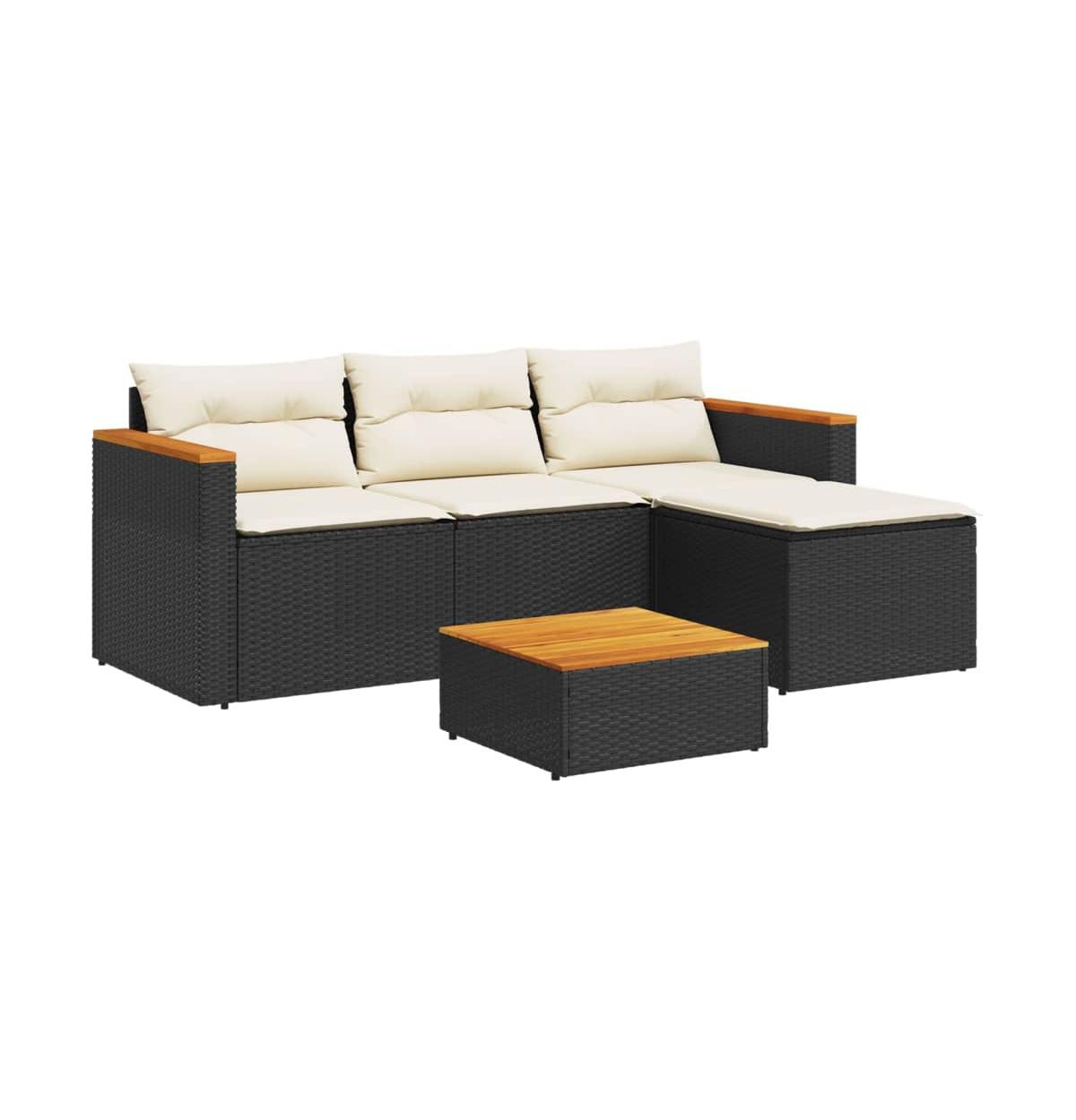Click here for 3 Piece Patio Sofa Set with Cushions Black Poly Ra... prices