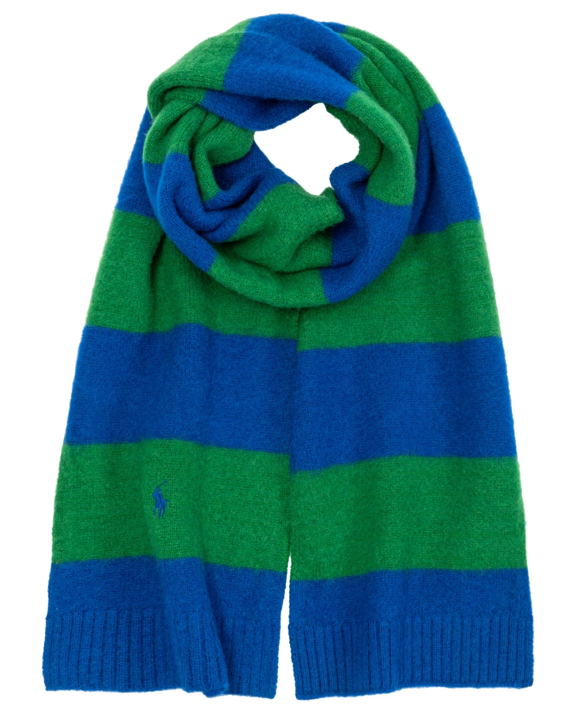 Polo Ralph Lauren Mens Brushed Wool Stripe Scarf - Royal/green