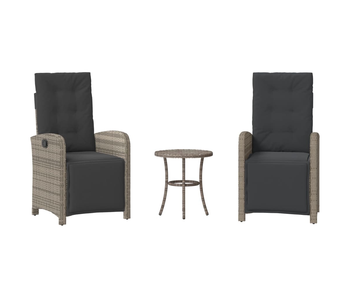 Click here for vidaXL 3 Piece Bistro Set with Cushions Gray Poly... prices