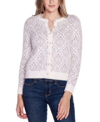 Belldini Women's Black Label Eyelash Jacquard Cardigan Sweater - Macy's