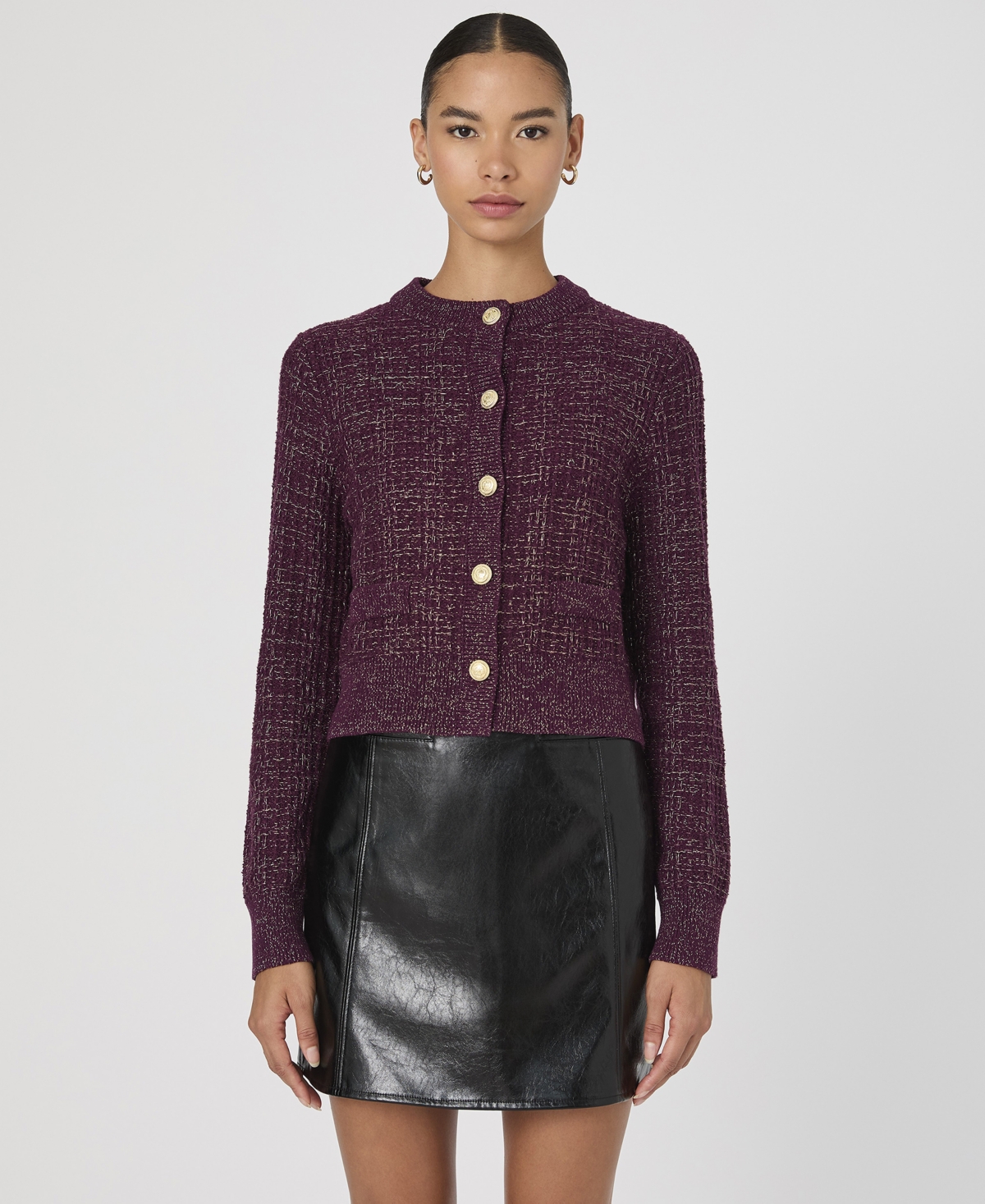 Click here for French Connection Womens Metallic Tweed Knit Cardi... prices