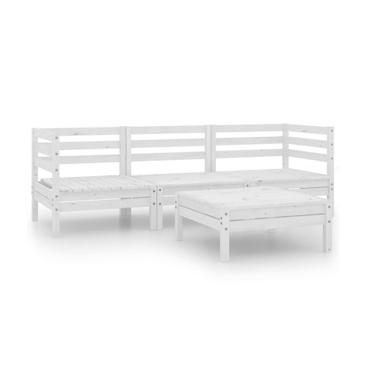 Click here for vidaXL 4 Piece Patio Lounge Set White Solid Wood P... prices