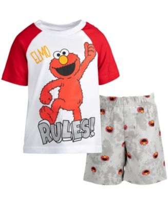 Sesame Street Baby Boys Elmo French Terry T-Shirt and Shorts Outfit Set ...