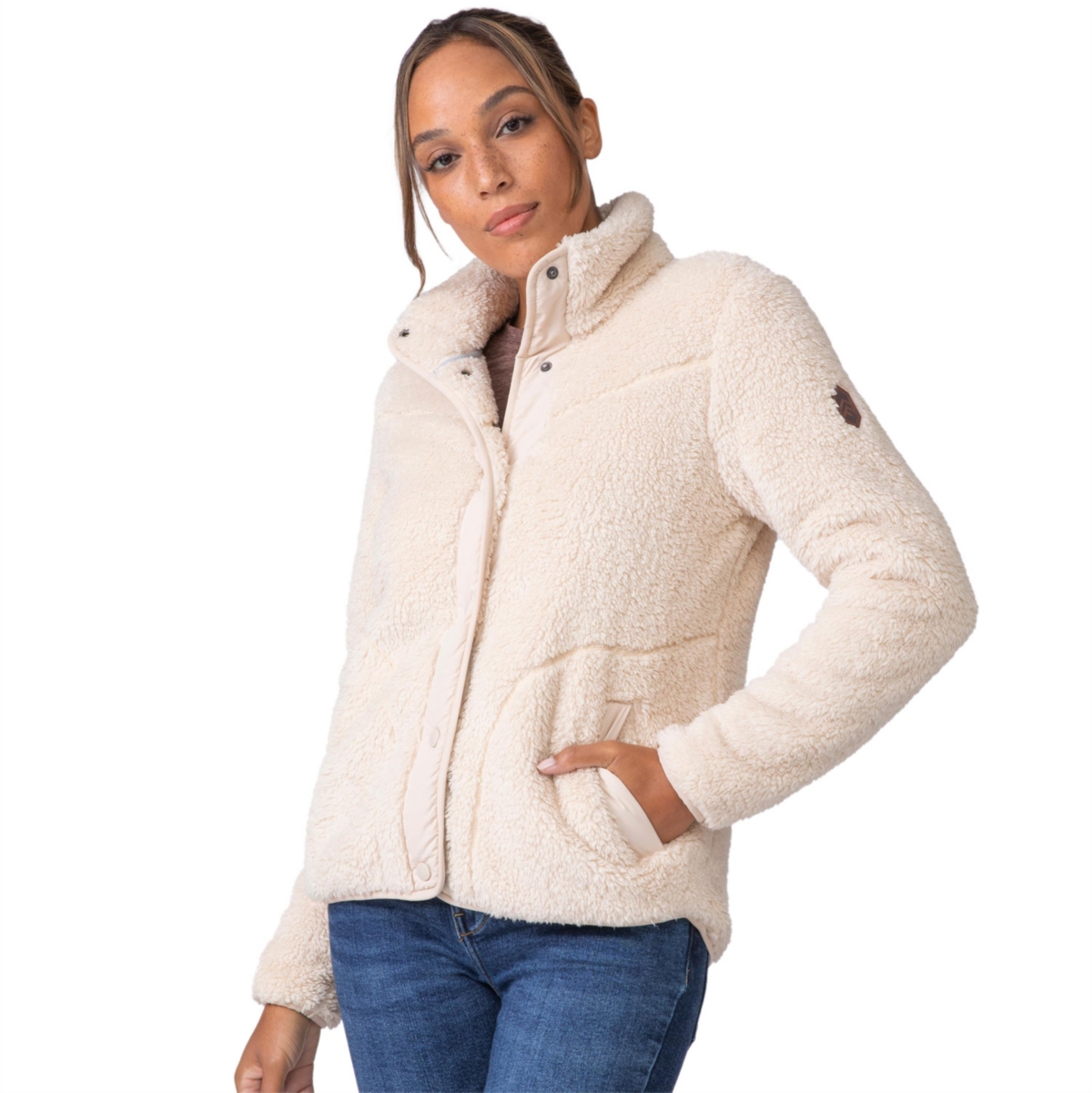 Click here for Free Country Womens Sherpa Butter Pile Button Fron... prices