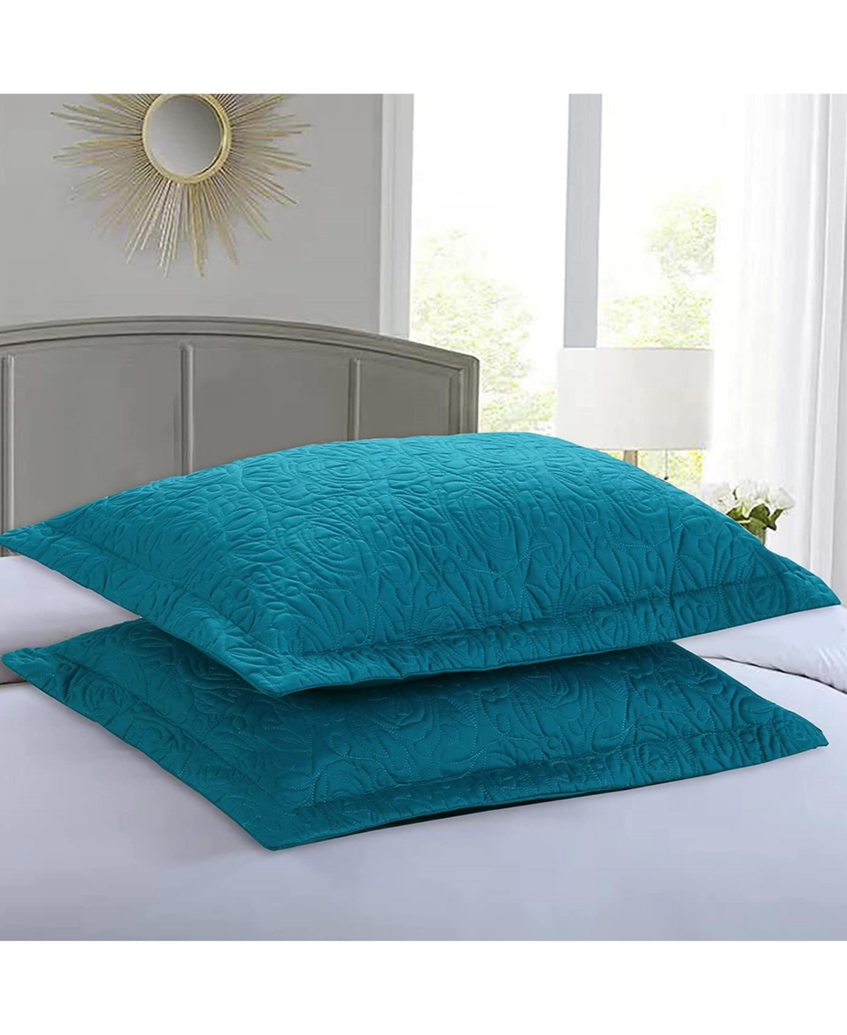 Click here for MarCielo 2 Pcs Embroidered Pillow Shams-King - Dar... prices