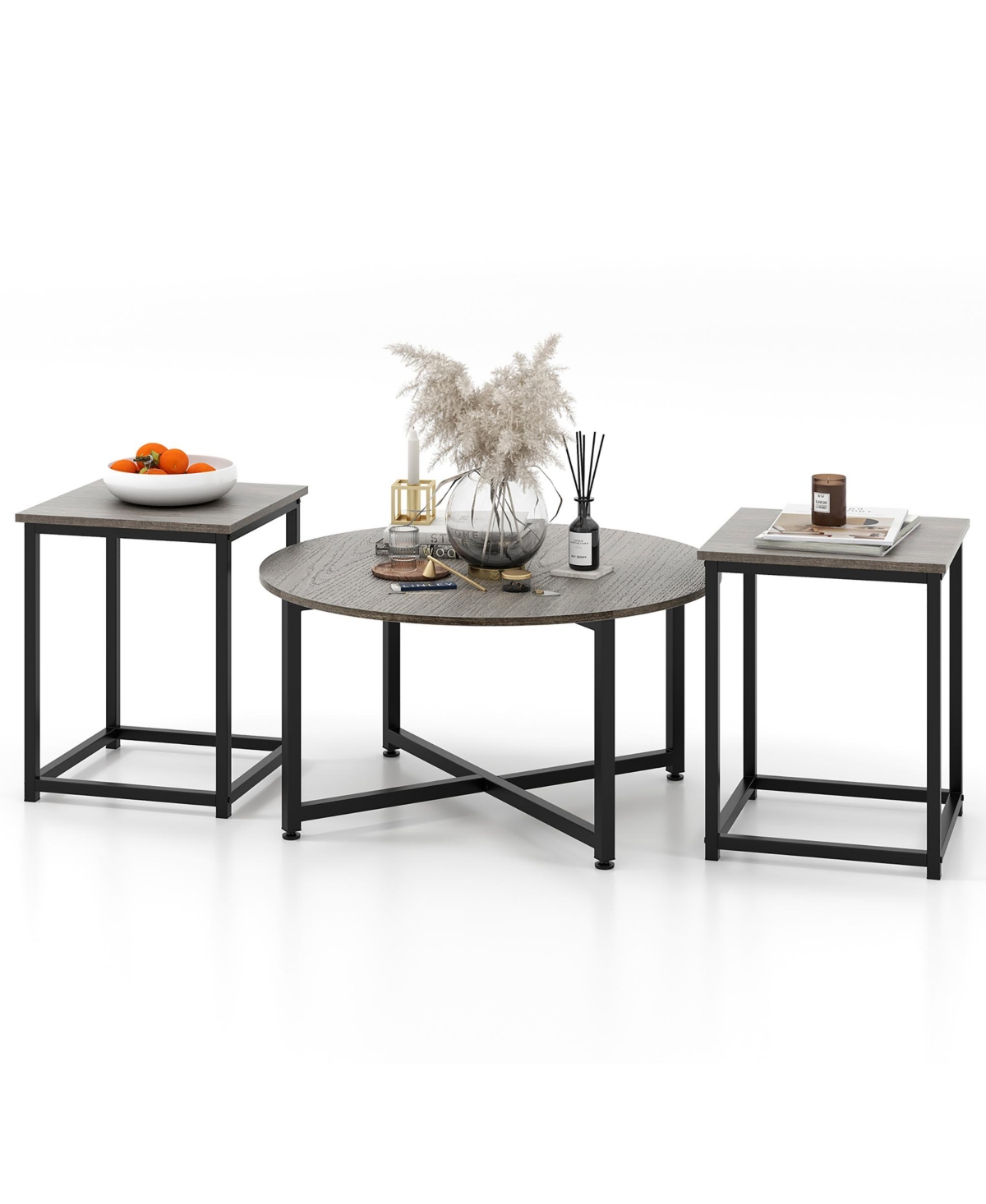 Click here for Gymax Round Nesting Table Set of 3 Coffee Table w/... prices