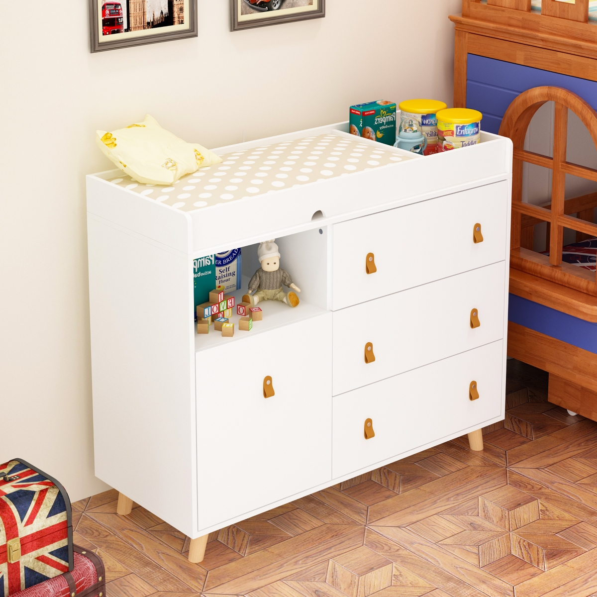 Click here for Homsee 4-Drawer Brown Kids Low Dresser Storage Org... prices