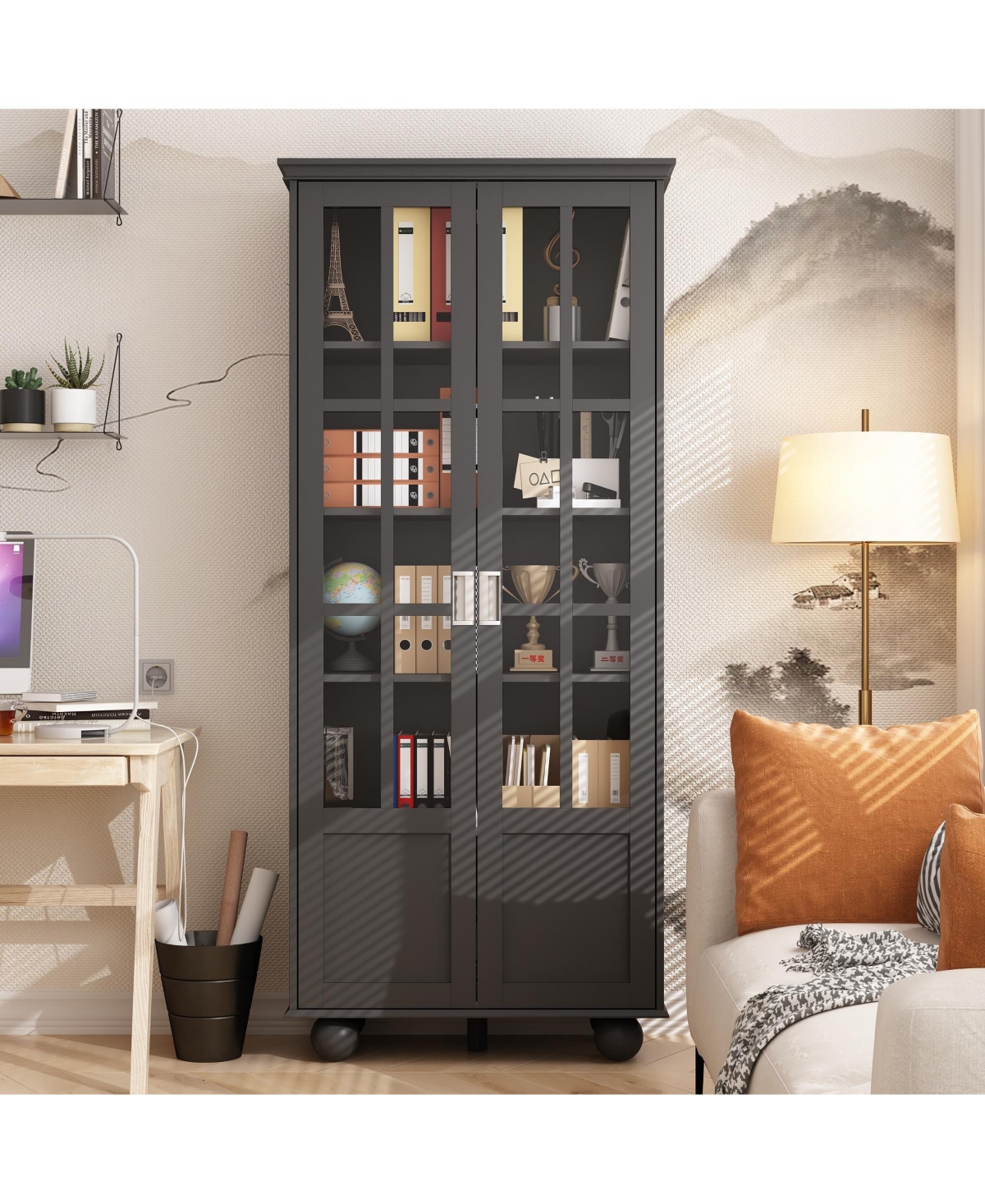 Click here for Famapy White Wood 5-Shelf Standard Bookcase with B... prices