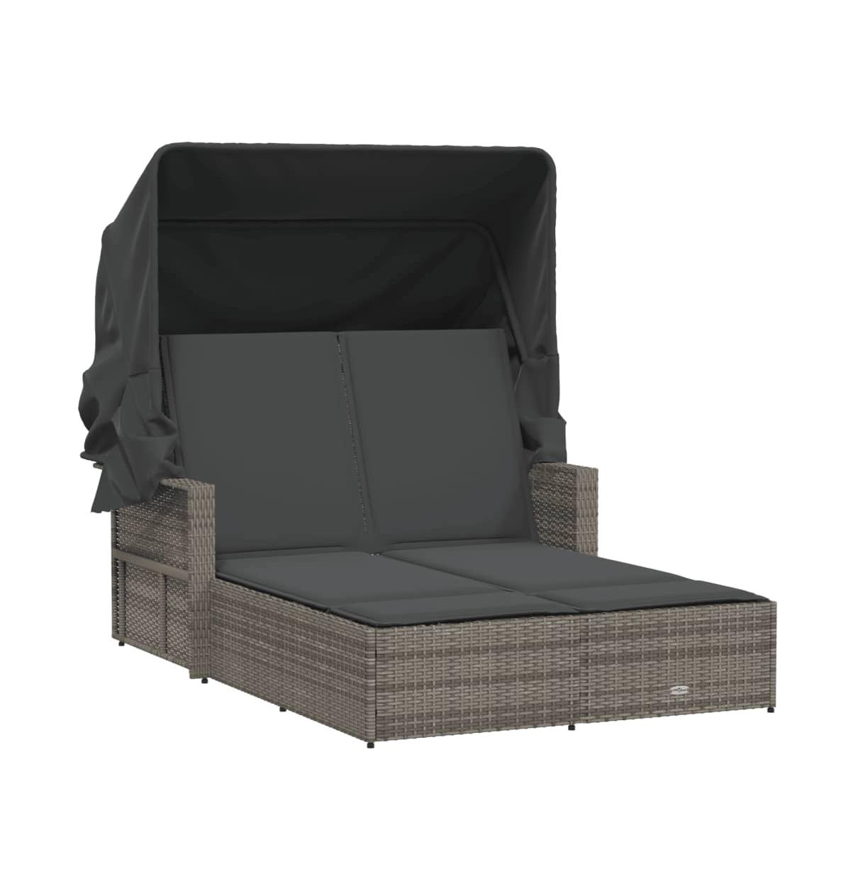 Click here for vidaXL Double Sun Lounger with Canopy and Cushions... prices
