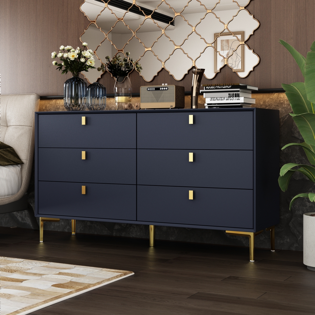 Click here for Homsee Black 6-Drawers Classic Wooden Cabinet with... prices