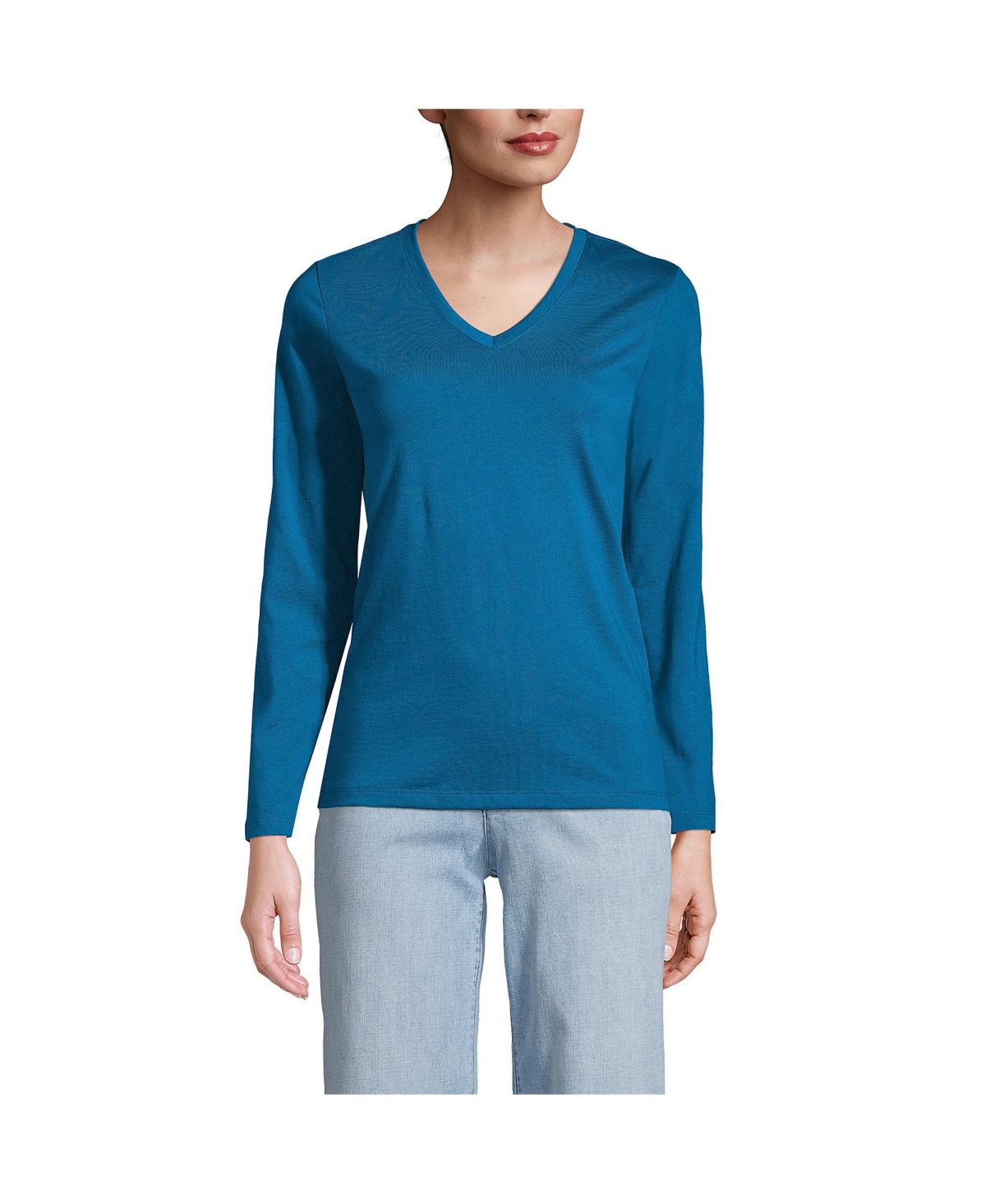 Click here for Lands End Womens Supima Cotton Long Sleeve V-Neck... prices