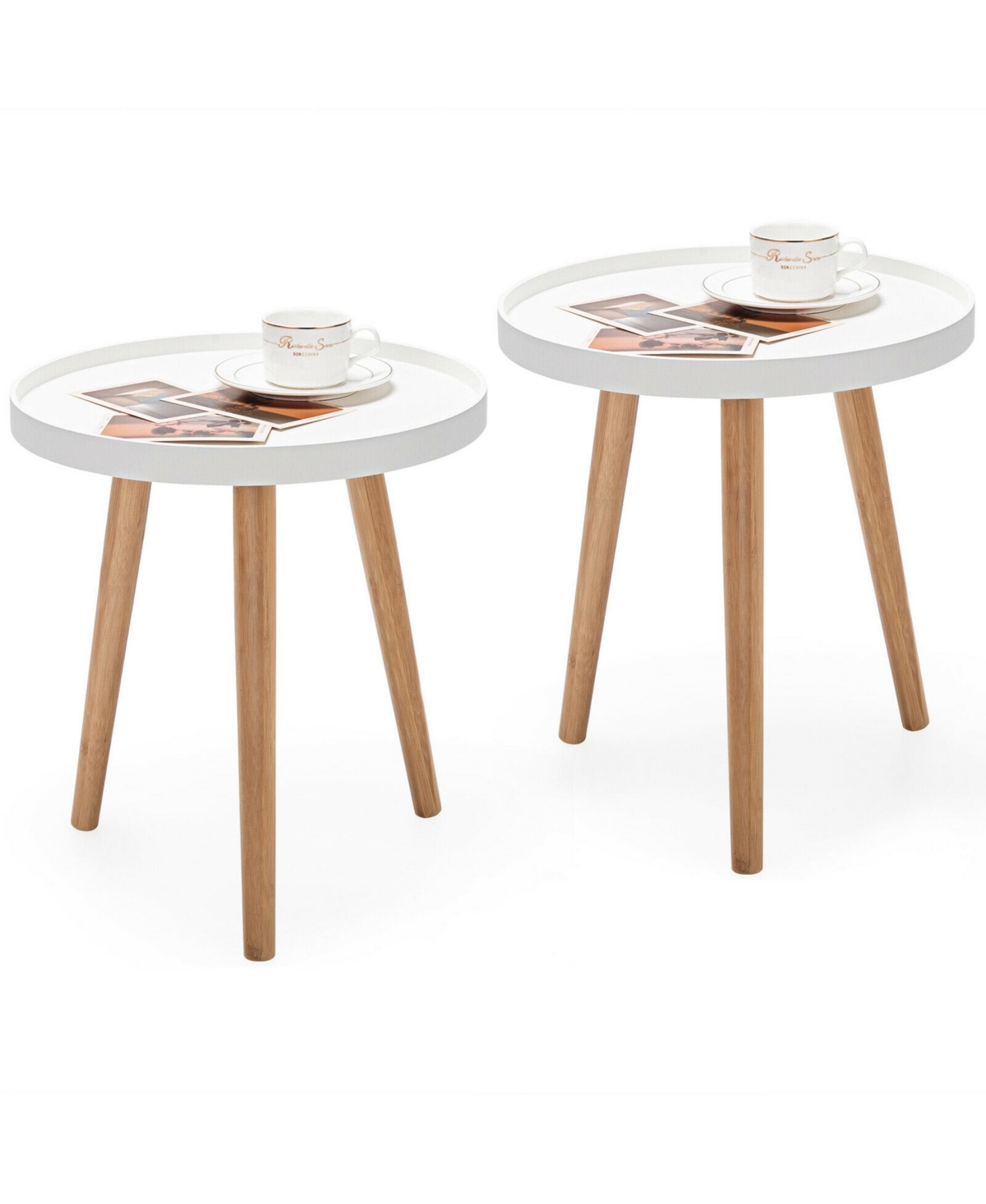 Click here for Gymax Set of 2 Round Side Table Sofa Coffee End Ac... prices