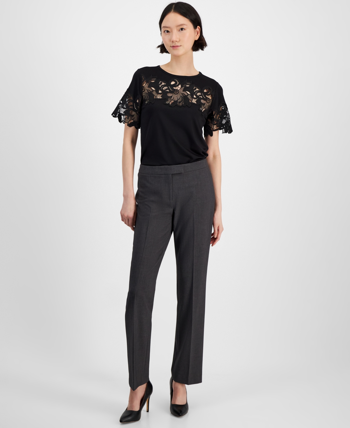 Click here for Anne Klein Bi-Stretch Modern Dress Pants - Zinc prices