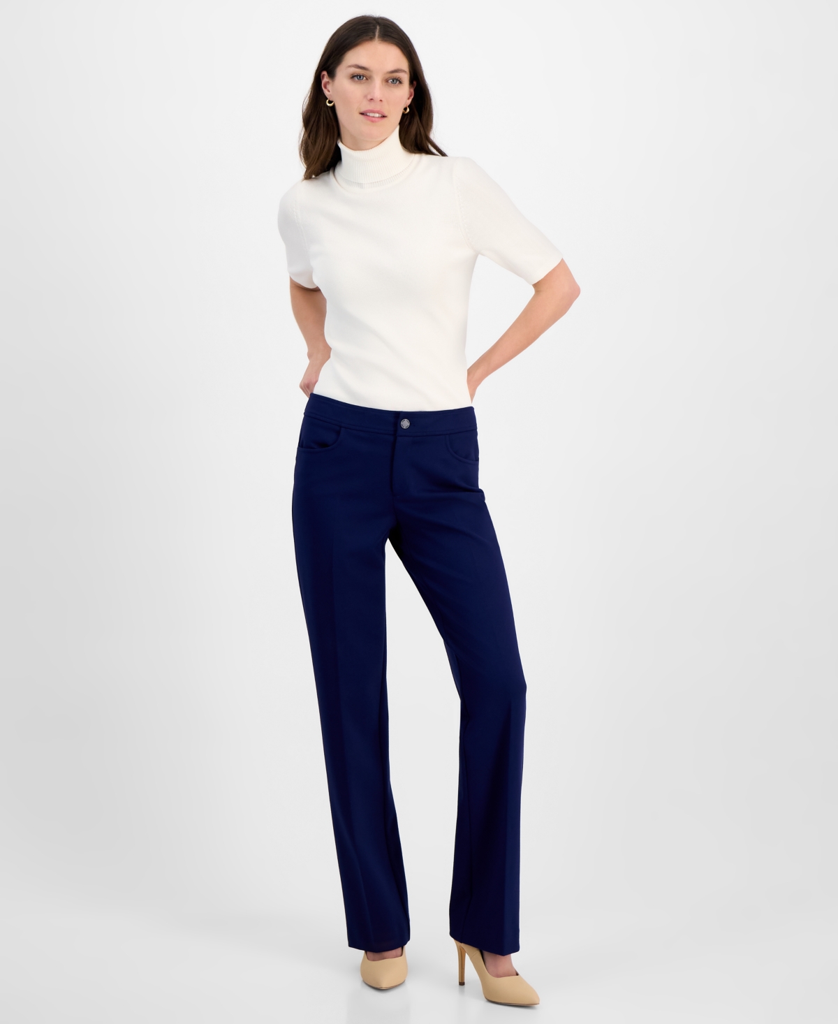 Click here for Anne Klein Petite Mid-Rise Bootcut Pants - Distant... prices