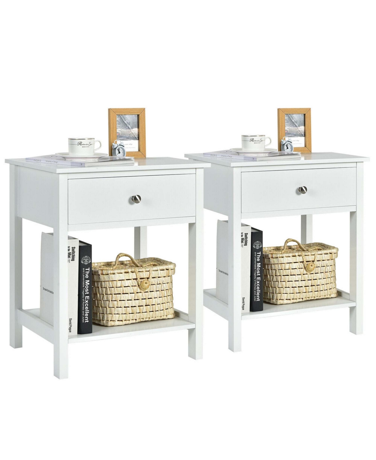 Click here for Gymax 2PCS 2-Tier Nightstand Modern Side End Table... prices