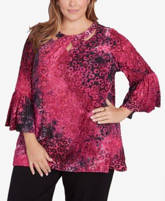 Ruby Rd. Plus Size Tie Dye Spots Criss Cross Top - Macy's