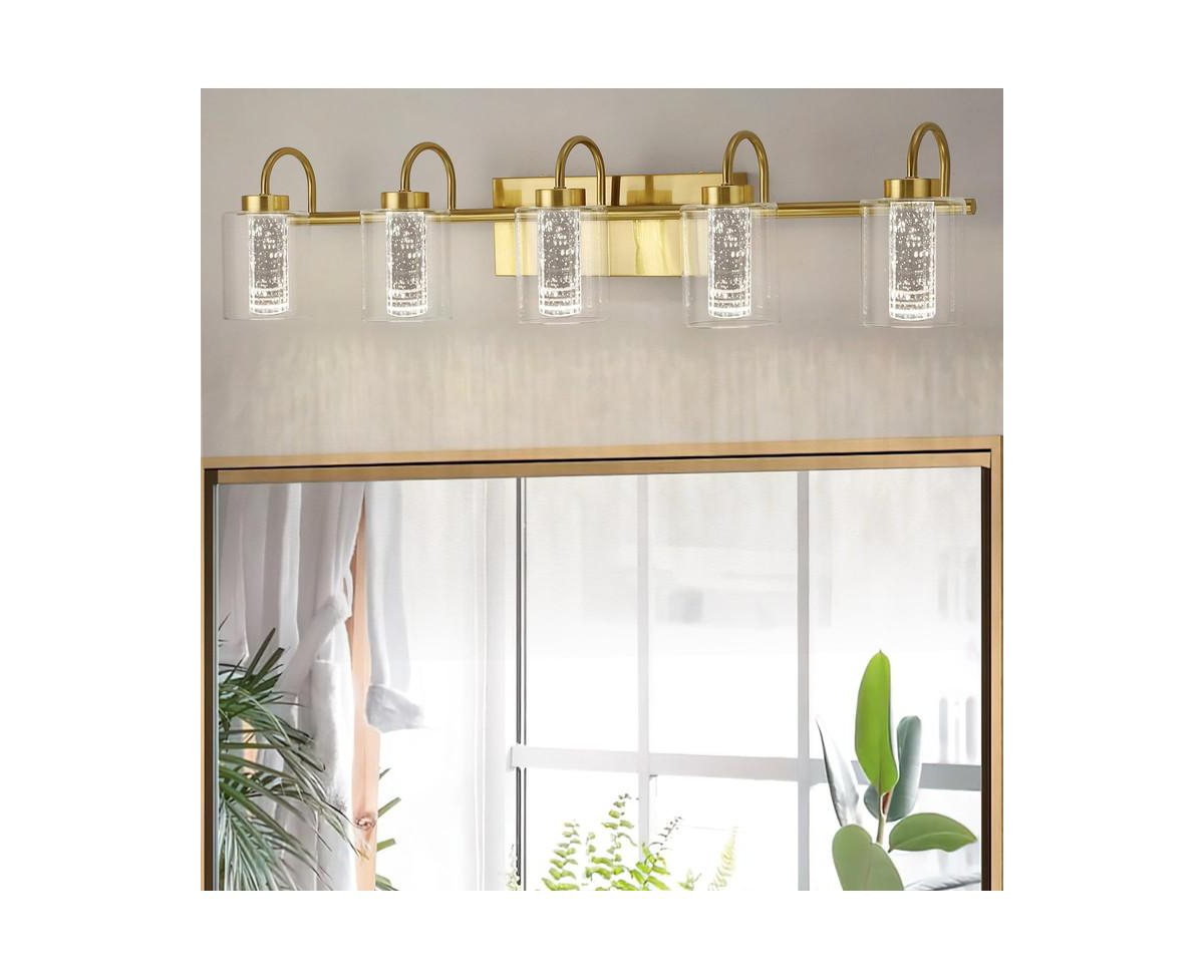 Click here for gaomon 5 Light Brushed Gold Bathroom Light Fixture... prices