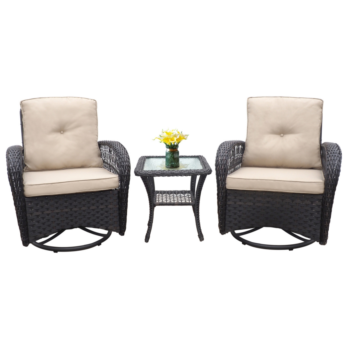 Click here for 3 Pieces Conversation Set  Outdoor Wicker Rocker S... prices