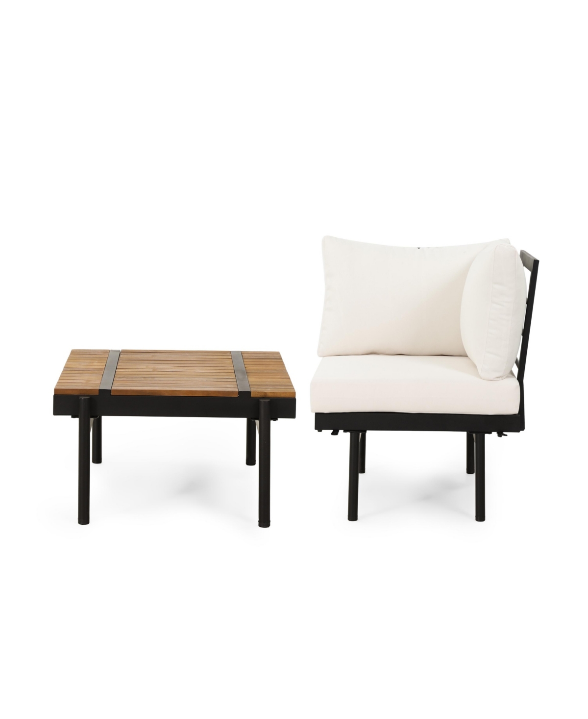 Click here for Theo Acacia Wood Corner Sofa And Coffee Table Set:... prices