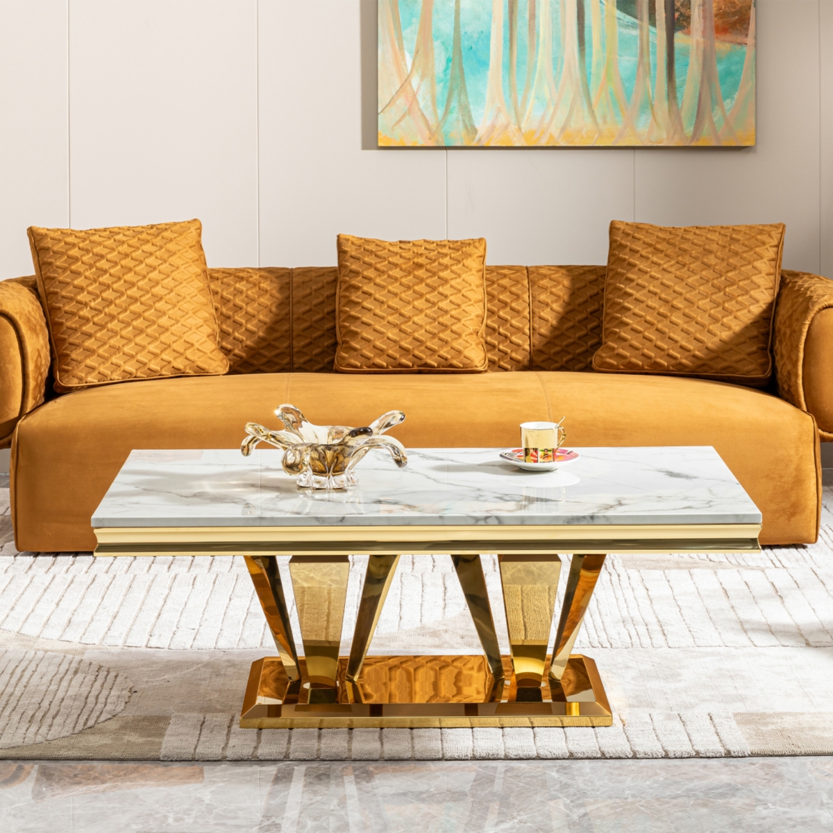 Click here for Streamdale Modern Rectangular Marble-Pattern Coffe... prices