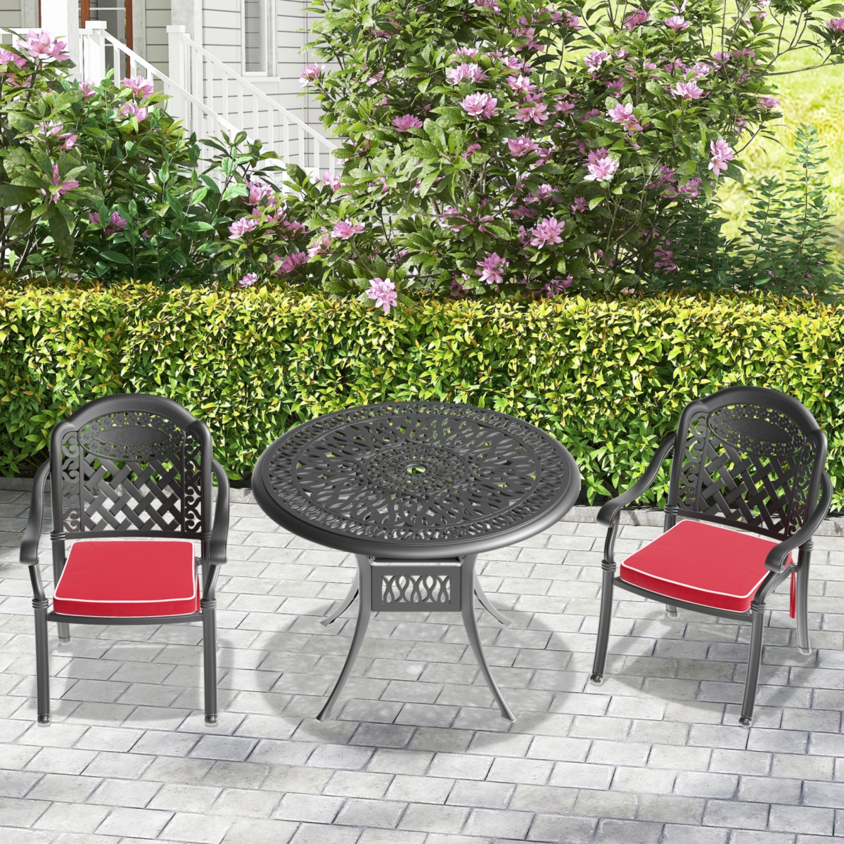 Click here for Streamdale 3-Piece Patio Set w/ Cushions - Black prices