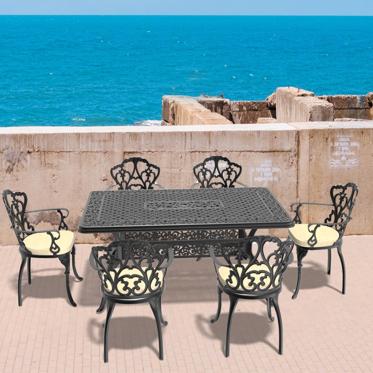 Click here for Streamdale 7-Piece Aluminum Patio Set with Cushion... prices