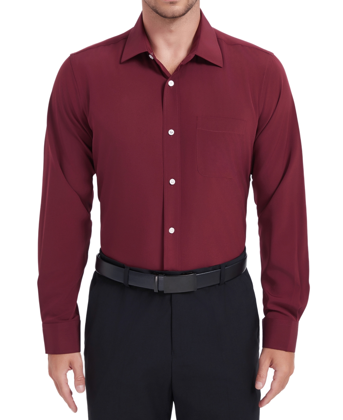 Click here for Men Classic-Fit Solid Color Dress Shirt - Burgundy prices