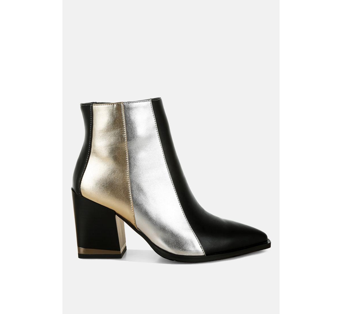 Click here for Stemon Three Tone Block Heel Boots - Black prices