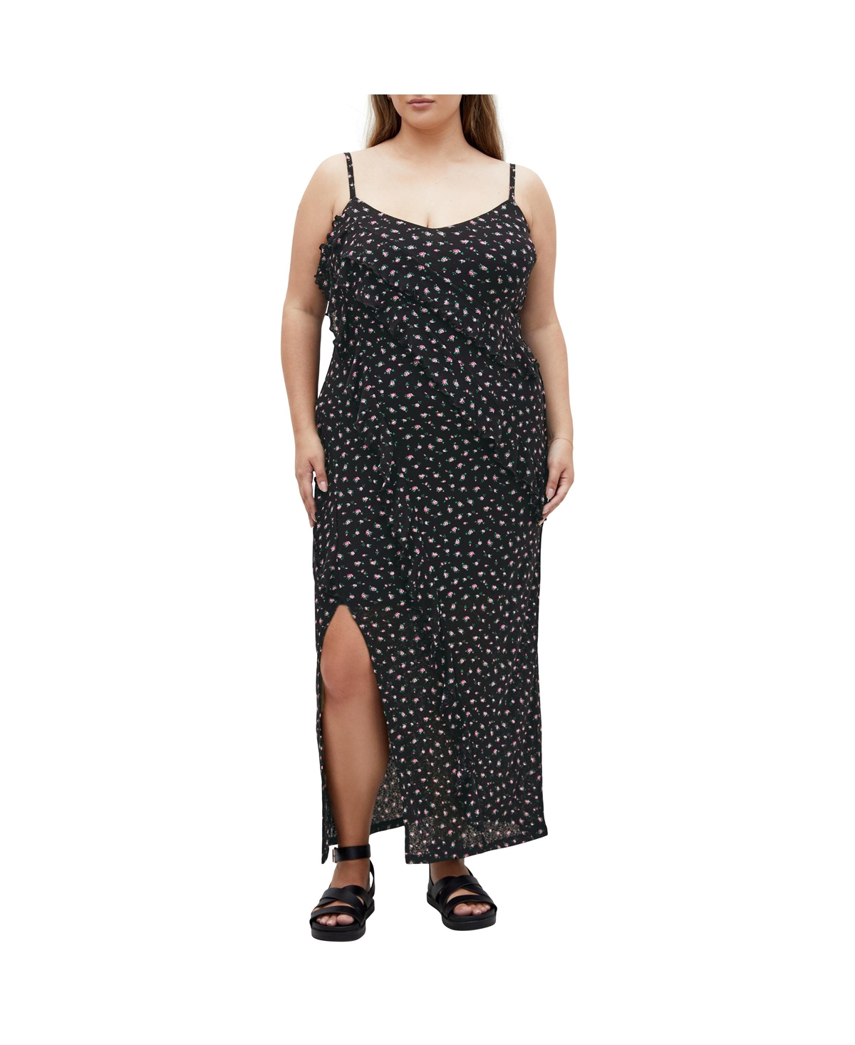 City Chic Plus Size Shelby Print Maxi Dress - Black rosebud