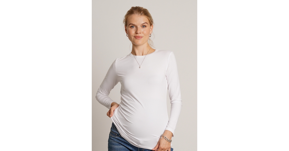 Click here for Nom Maternity Maternity Liv Long Sleeve Tee - Whit... prices