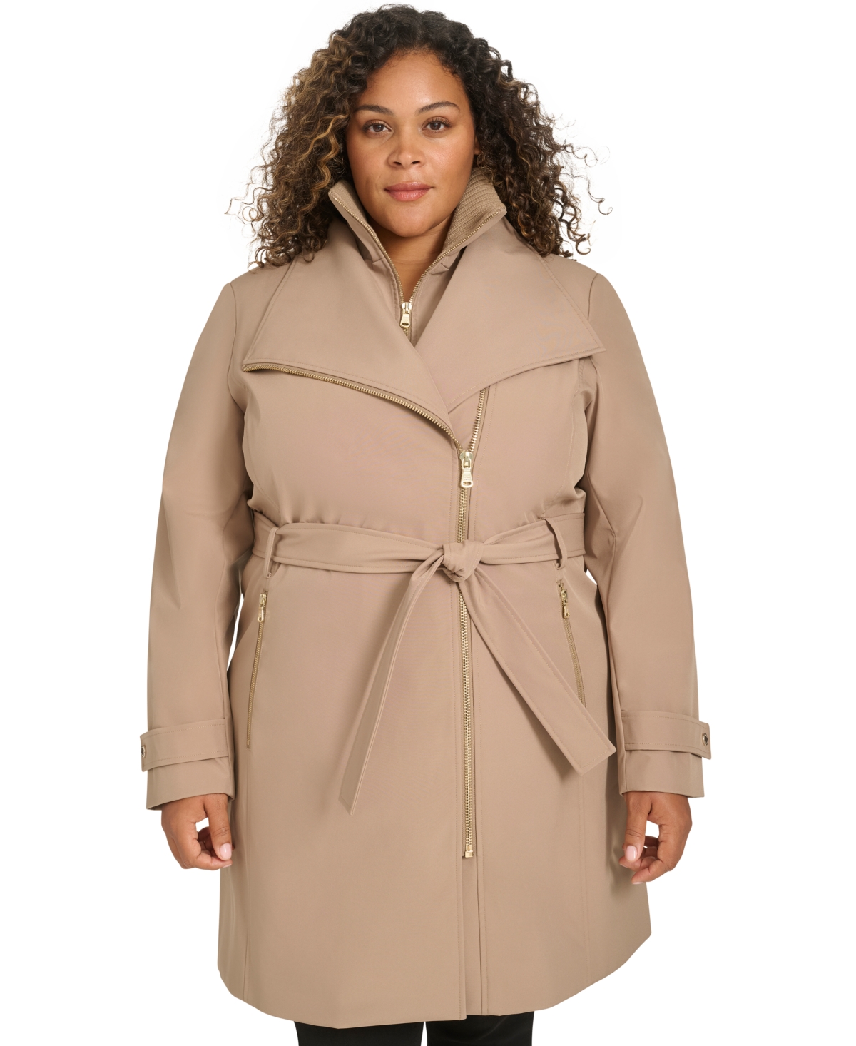 Click here for Calvin Klein Plus Size Belted Long-Sleeve Wrap Coa... prices