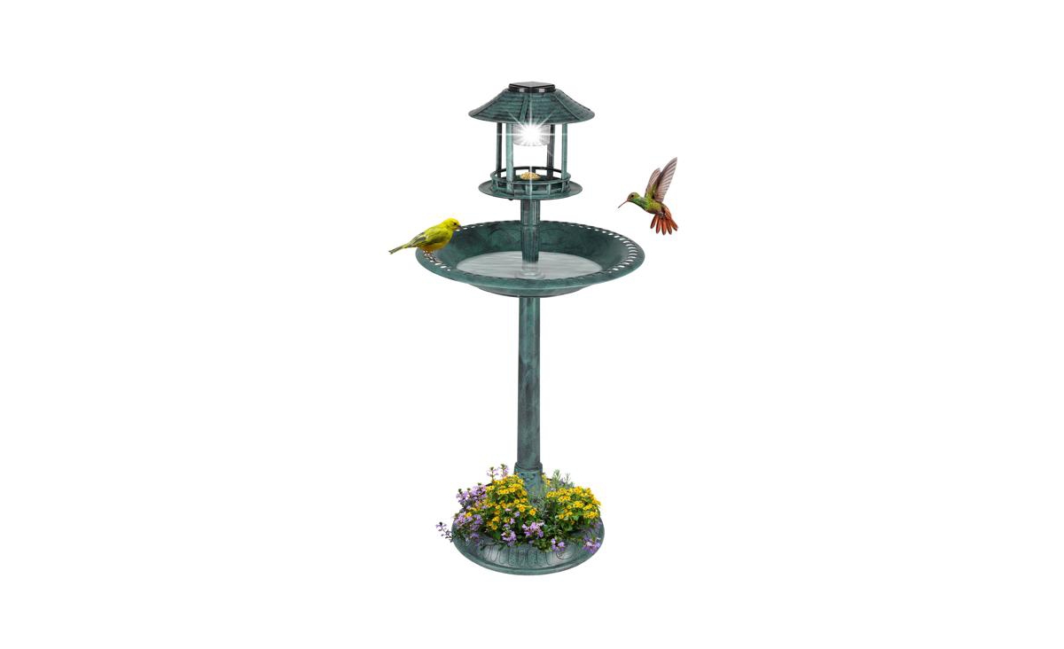 Click here for Slickblue Plastic Round Birdbath with Solar Light... prices