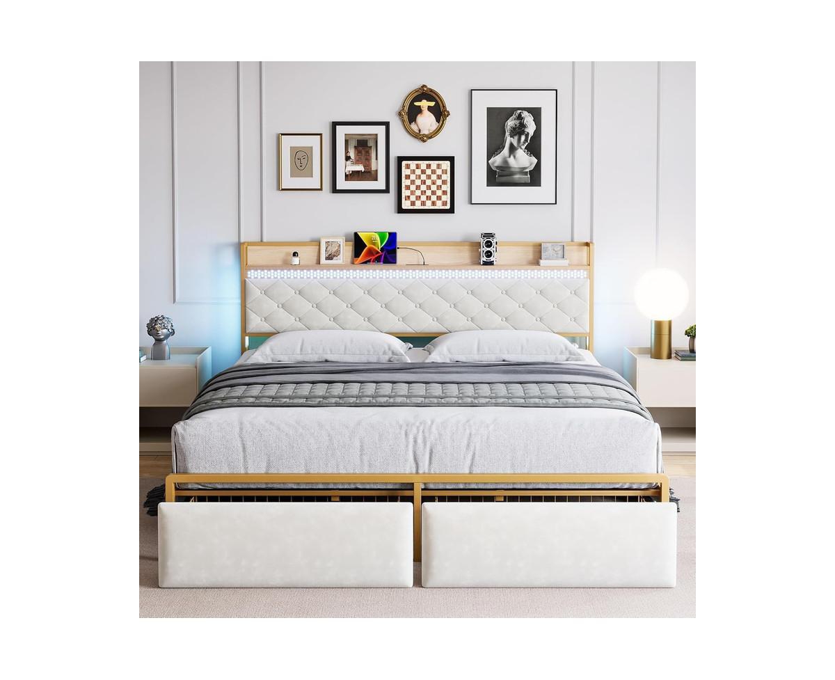 Click here for gaomon King Size Led Bed Frame with Headboard and... prices