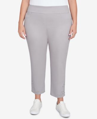 Ruby Rd. Plus Size Pull-On Extra Stretch Embroidered Hem Jeans - Macy's