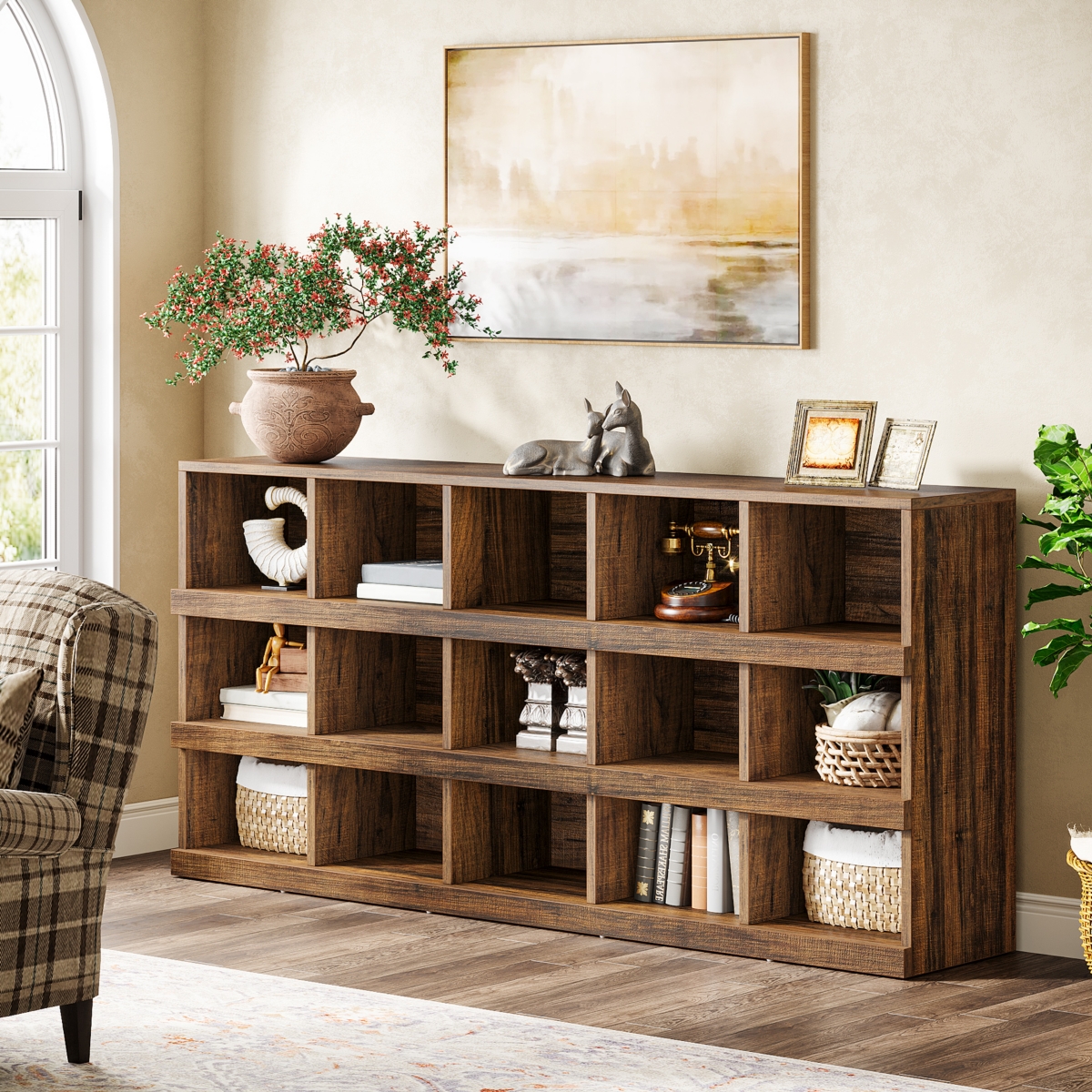 Click here for Tribesigns 63-Inch Farmhouse Console Table  15-Cub... prices