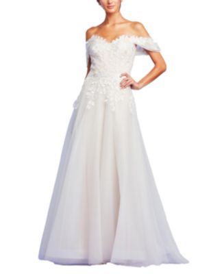 Tadashi Shoji Women's Pierce Off-Shoulder Embroidered Gown - Macy's