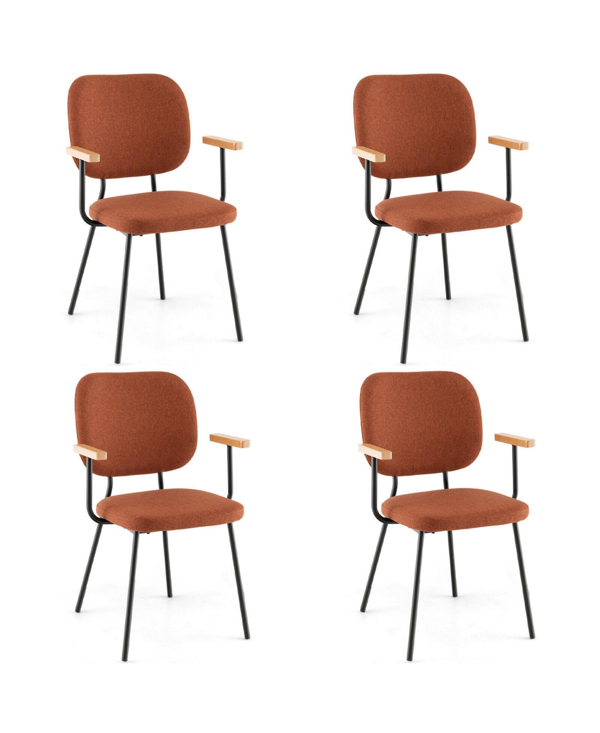 Click here for Gymax Set of 4 Fabric Kitchen Dining Chair Armchai... prices