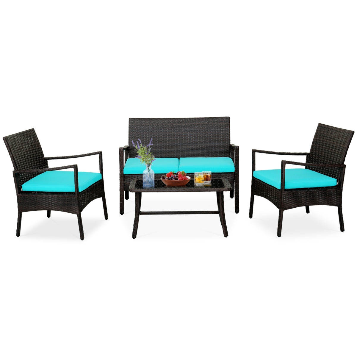 Click here for Sugift 4 Pieces Rattan Conversation Set with Tempe... prices