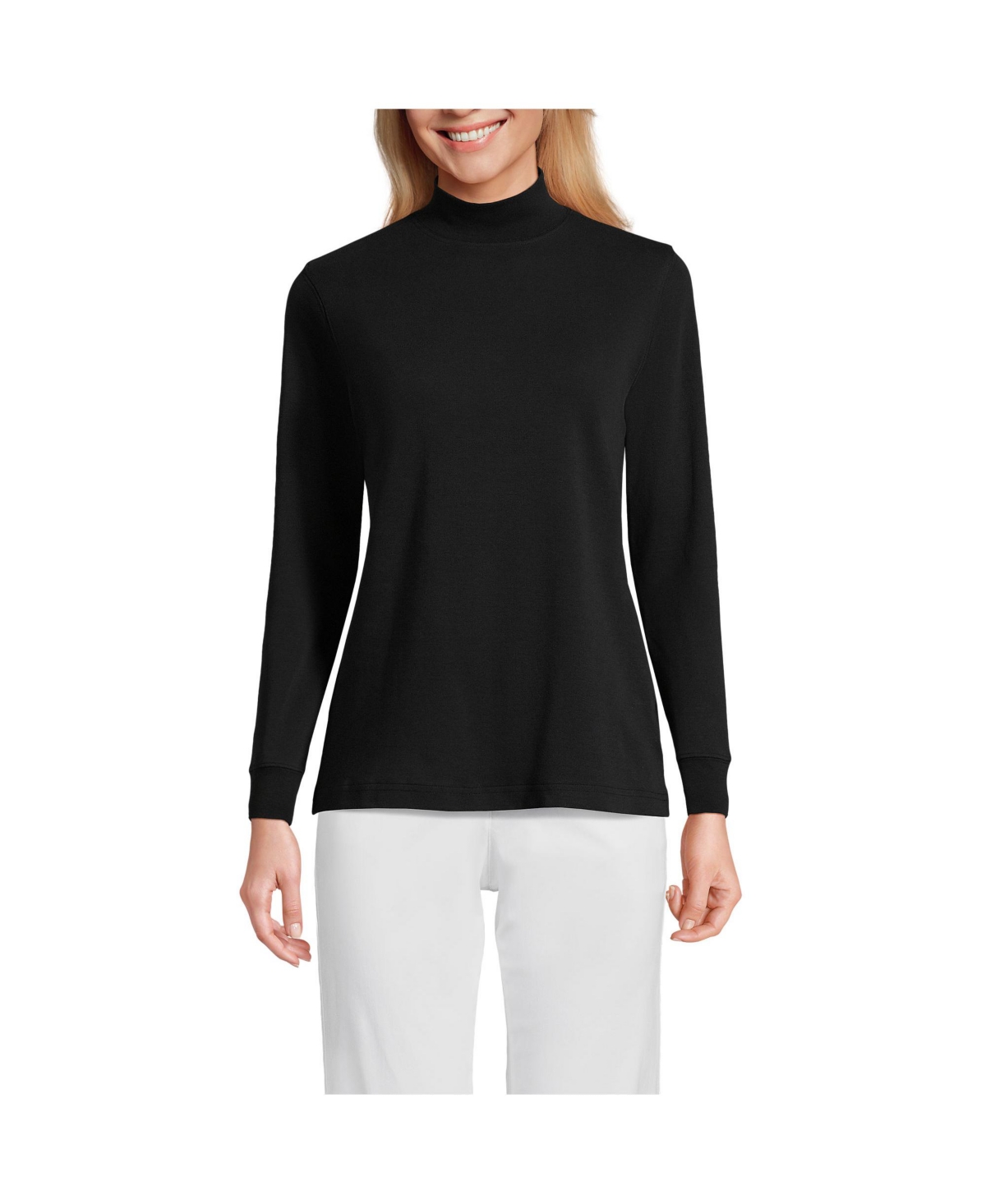 Click here for Lands End Womens Relaxed Cotton Long Sleeve Mock T... prices