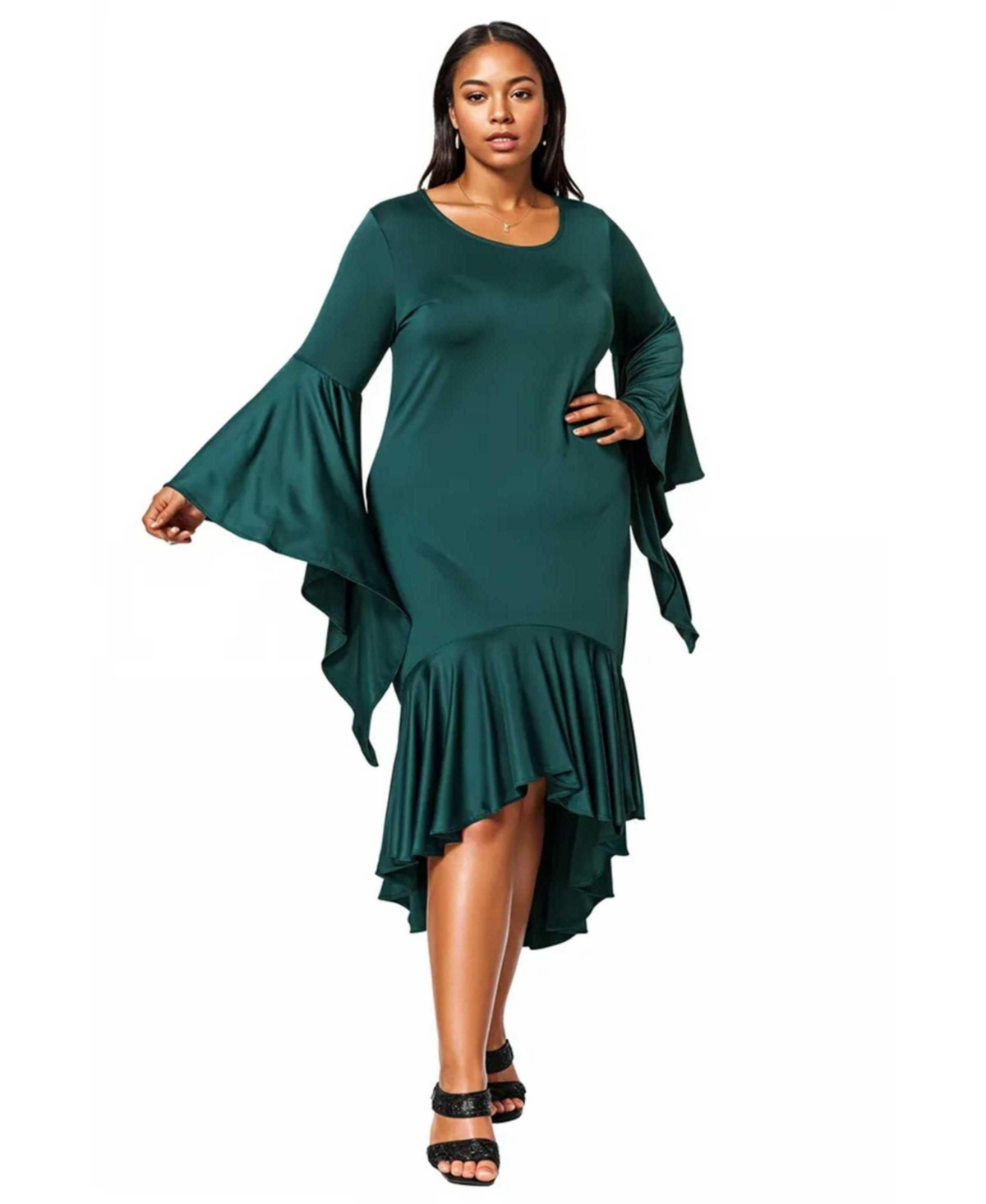 Click here for L I V D Plus Size Arielle Flowy Mermaid Hem Dress... prices