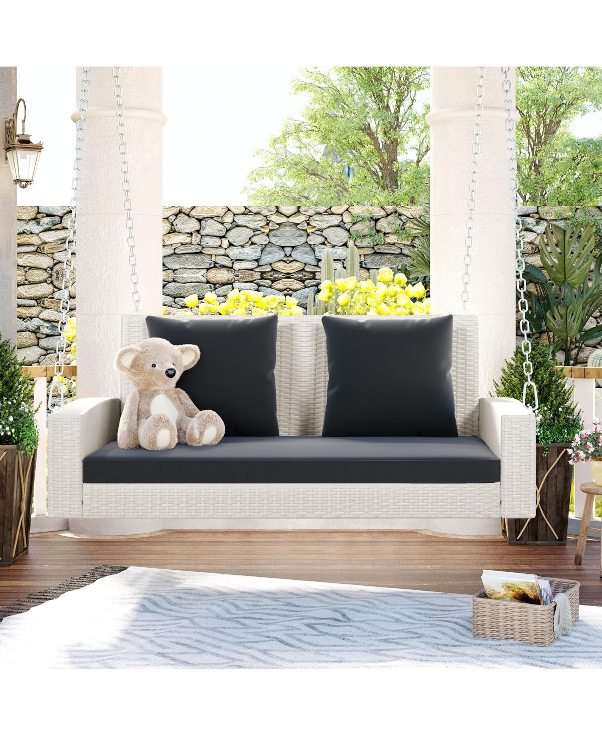 Click here for Slickblue 2-Person Wicker Hanging Porch Swing with... prices