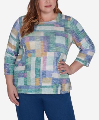 Alfred Dunner Plus Size Lake Victoria Colorblock Top - Macy's