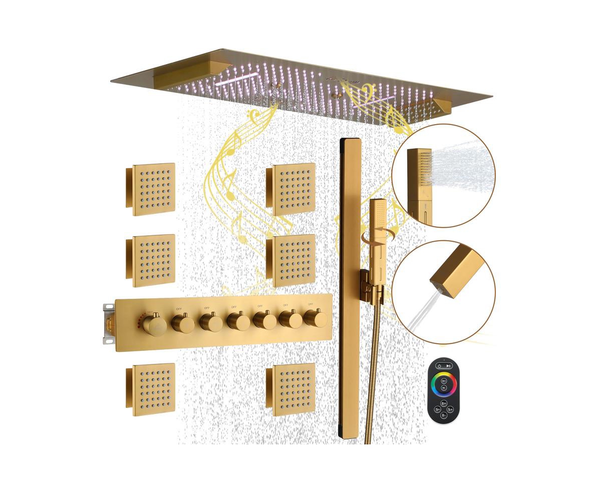 Click here for 36 Inch Led & Music Rainfall Thermostatic Shower S... prices