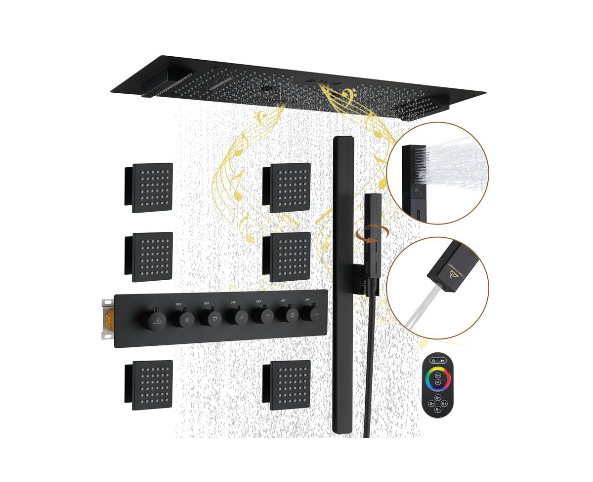 Click here for 36 Inch Led & Music Rainfall Thermostatic Shower S... prices