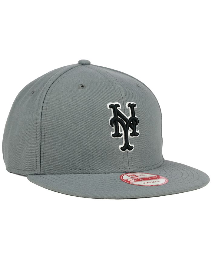 New Era New York Mets Gray Black White 9FIFTY Snapback Cap - Macy's