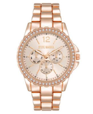 Steve Madden Women's Modern Rose Gold-Tone Alloy Metal Bracelet Watch ...