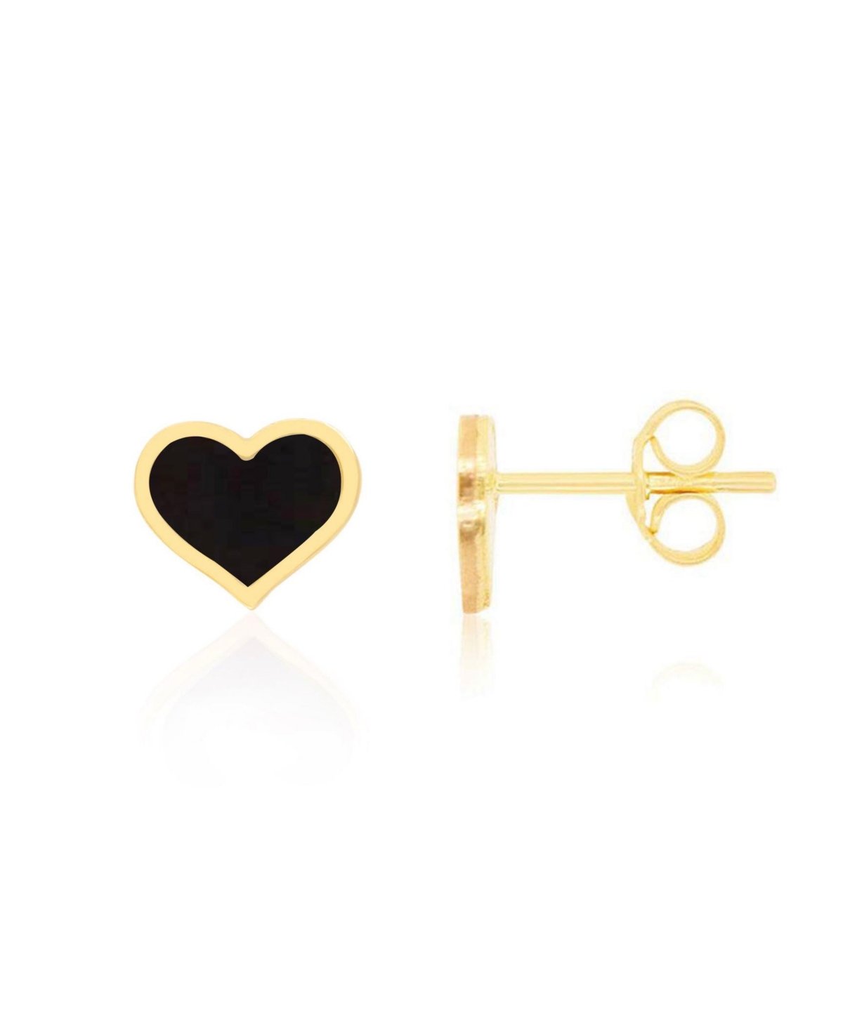 Click here for The Lovery Large Onyx Heart Stud Earrings 14K Gold... prices