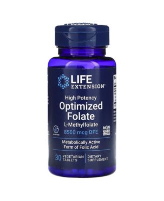 Life Extension High Potency Optimized Folate 8 500 mcg DFE - 30 ...