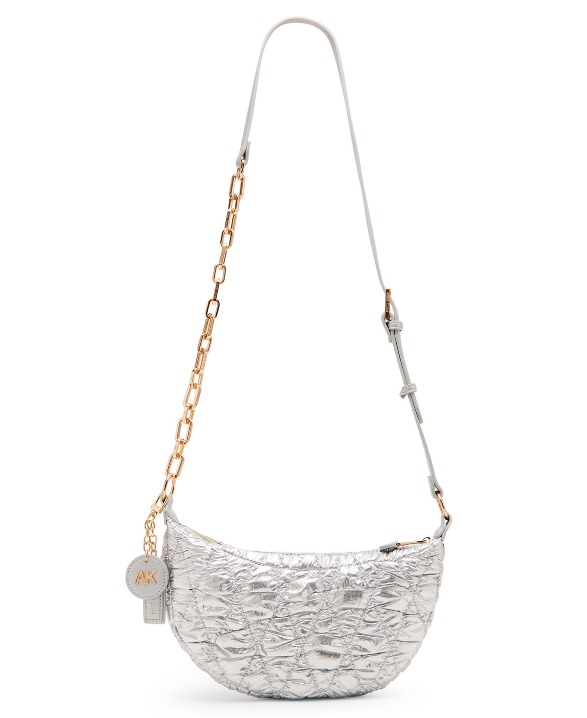 Click here for Anne Klein Half Moon Quilted Crossbody Bag - Silve... prices